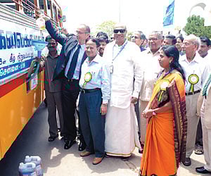 Bio-fuel buses at Sathyabama