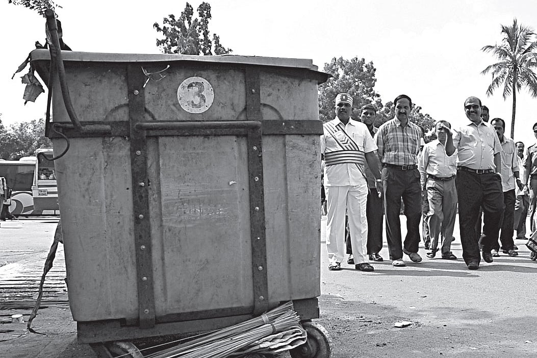 Stainless steel bins to replace plastic ones near bus stand