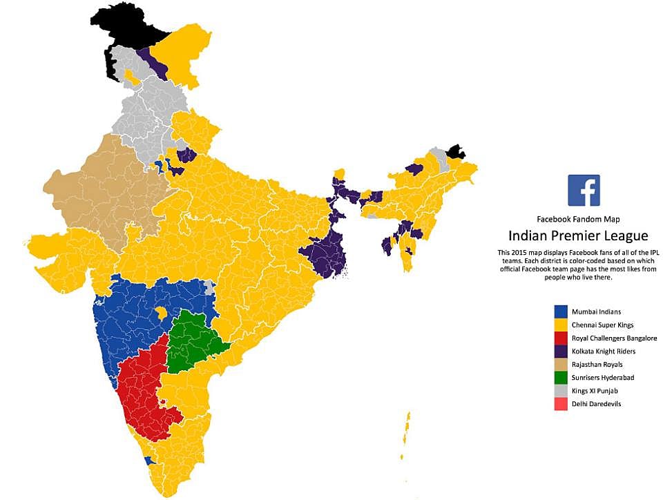 Facebook Releases Fandom Map For All Eight IPL Teams