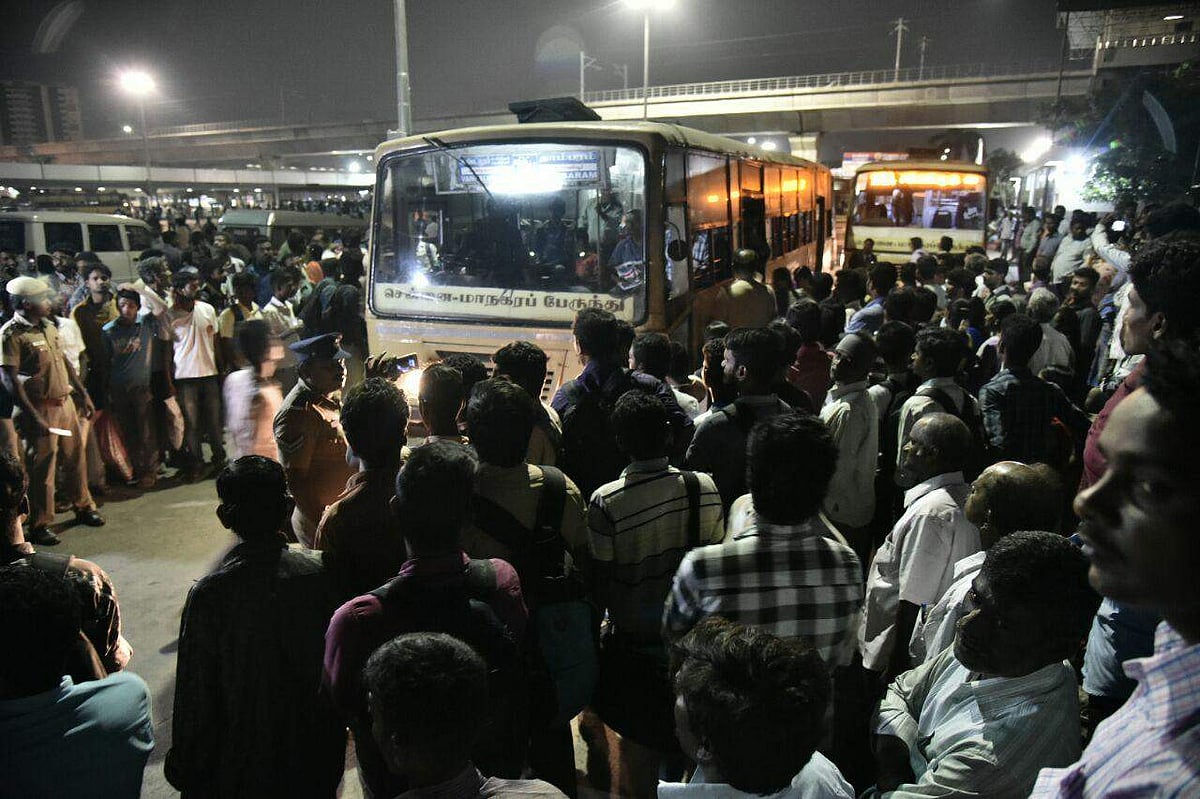 Chennai bus strike: Transport corporation workers turn off engines ...