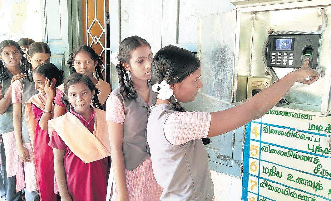 Biometric attendance introduced at government school at Arakkonam