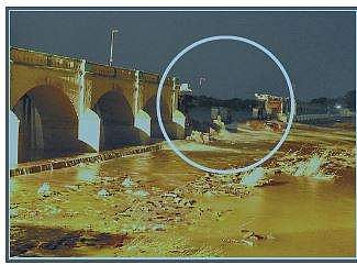 Portion of Upper Anaicut regulator washed away