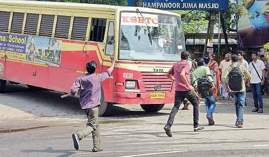 KSRTC employees stage a lightning strike