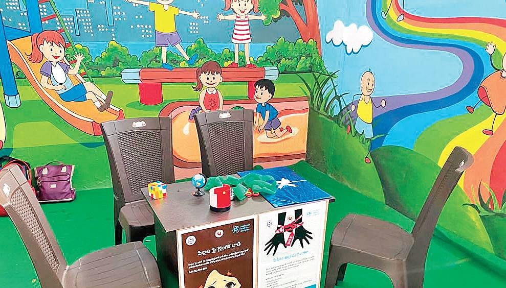 Child-friendly corner at Vizianagaram police station