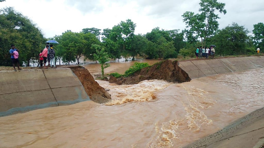 Breach in newly built Indravati lift canal destroys 100 acres of paddy ...
