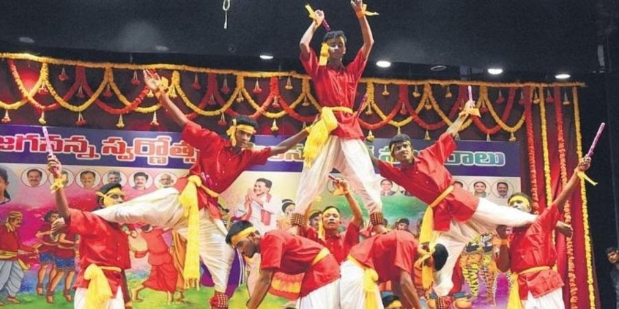 Folk dances mark Jagananna Sambaralu in Tirupati city