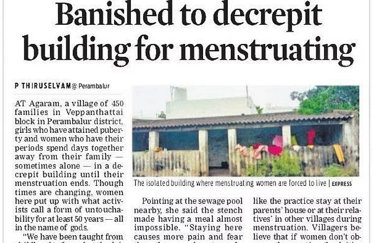 Menstruating women freed from regressive custom