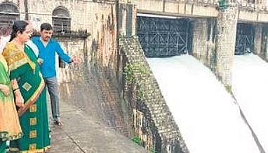 All four crest gates of Bhadra dam opened