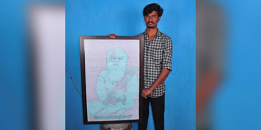 Youth pays tribute to Nammalvar with portrait using 50,700 Tamil words