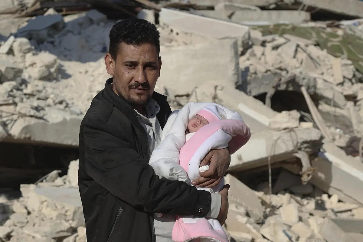 Syrian baby born under earthquake rubble turns 6 months, happily ...