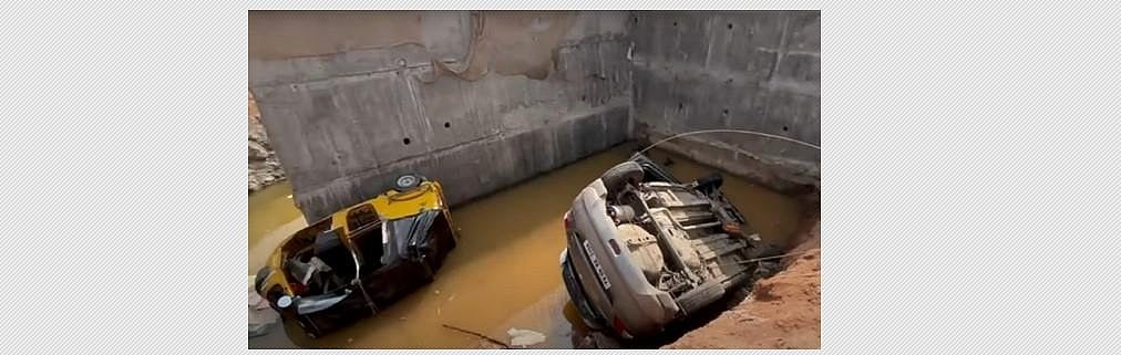 Two die as car rams auto, bike into culvert
