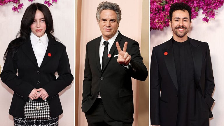 Oscars 2024: Here's why Hollywood stars wore red pins on red carpet