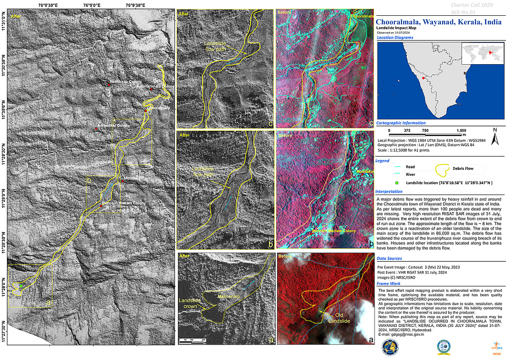 ISRO's before and after satellite images of Wayanad landslide reveal ...