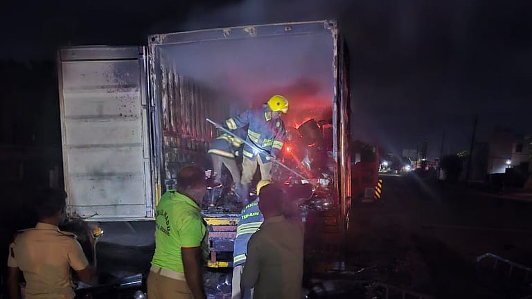 Container truck hits power cable in TN, household materials worth Rs 6L ...