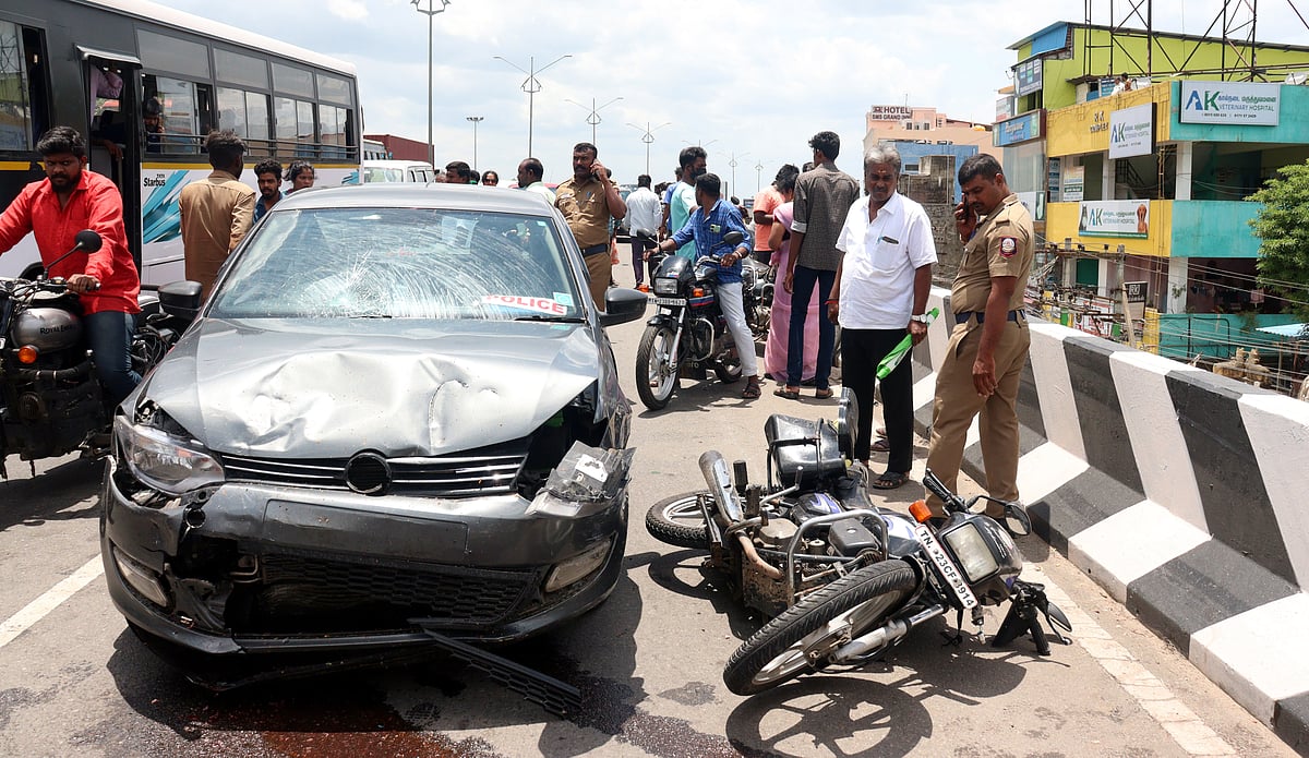 Rammed by car, biker fatally falls off flyover in Vellore