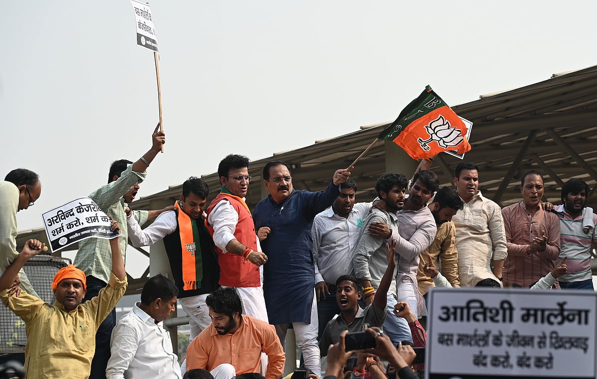 BJP stages protest over delay in reappointment of 10,700 bus marshals