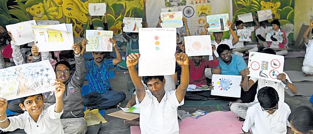 Children express freedom through art