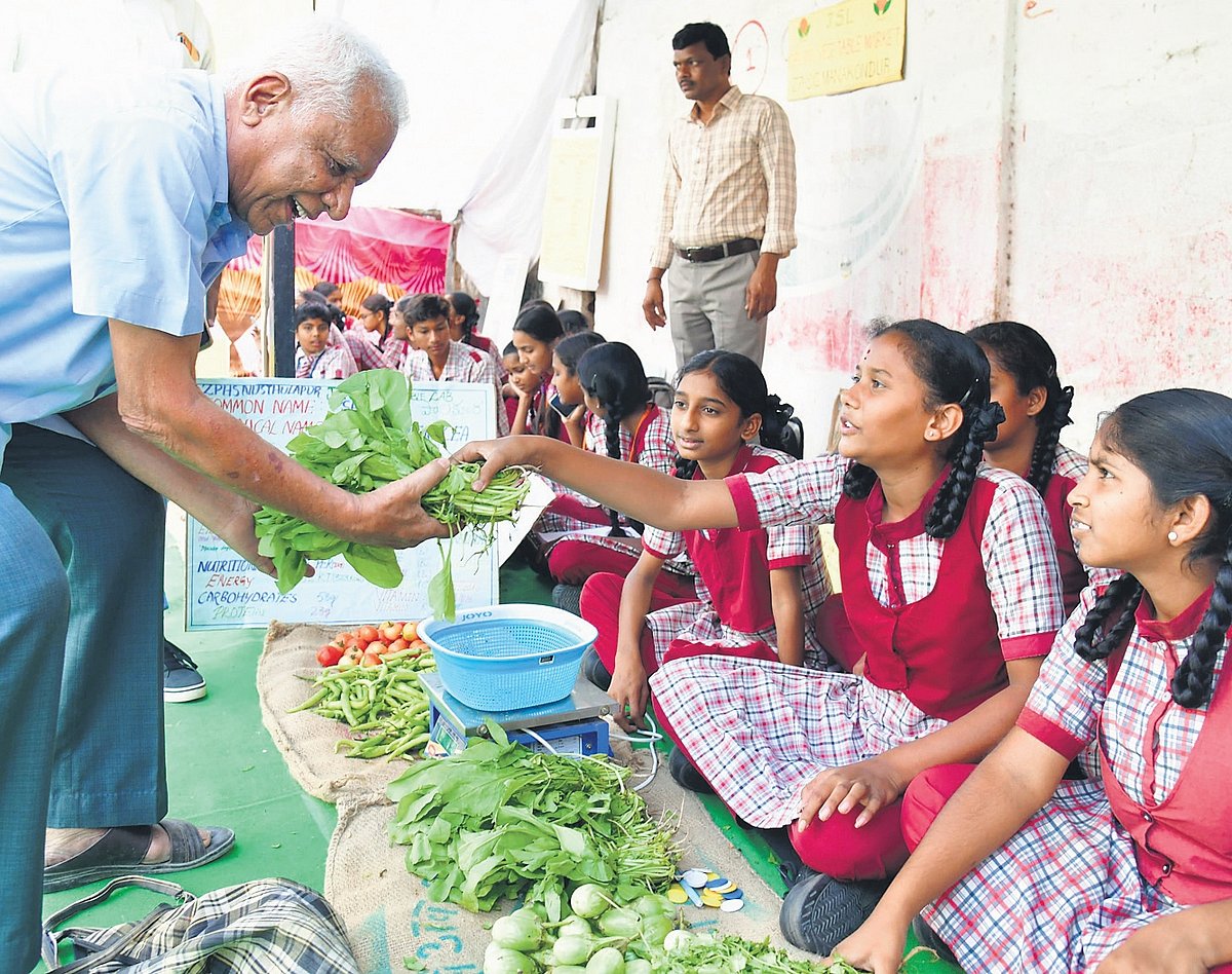 Telangana students hone skills in model market