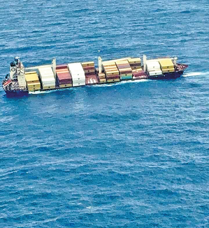 Leaning Liberian vessel off Kerala coast raises fears of bunker spill and container drift