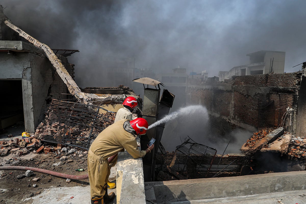 Building crashes down in Bawana factory fire; three hurt in another blaze