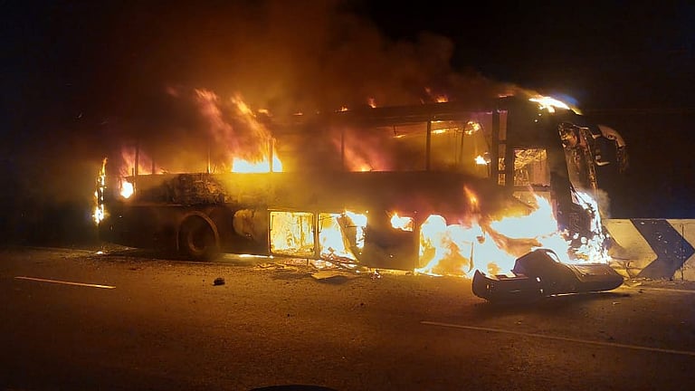 An electric bus caught fire near Coimbatore; 26 passengers sustained ...
