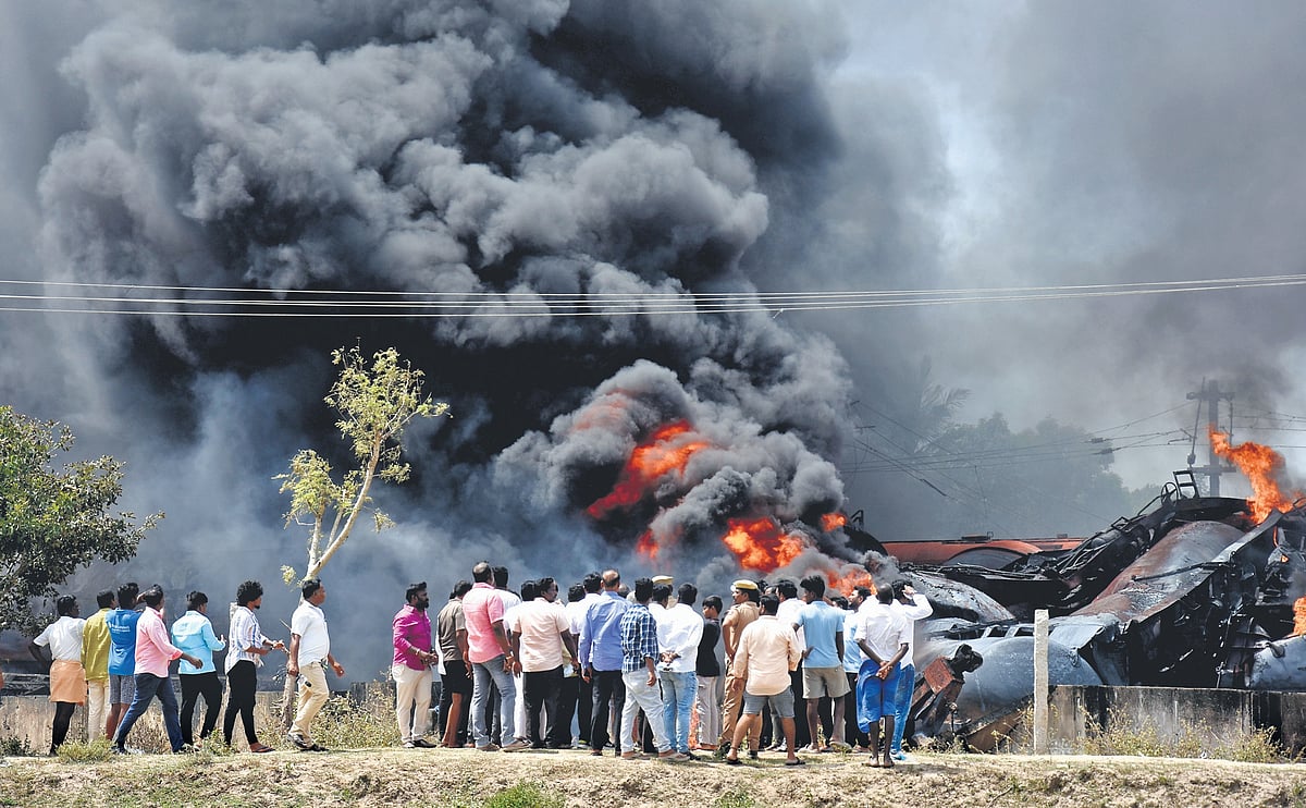 Blaze on train doused after 7-hour battle