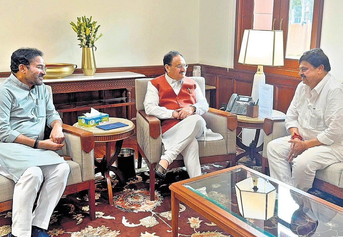 Telangana BJP state president N Ramchander meets Nadda in New Delhi
