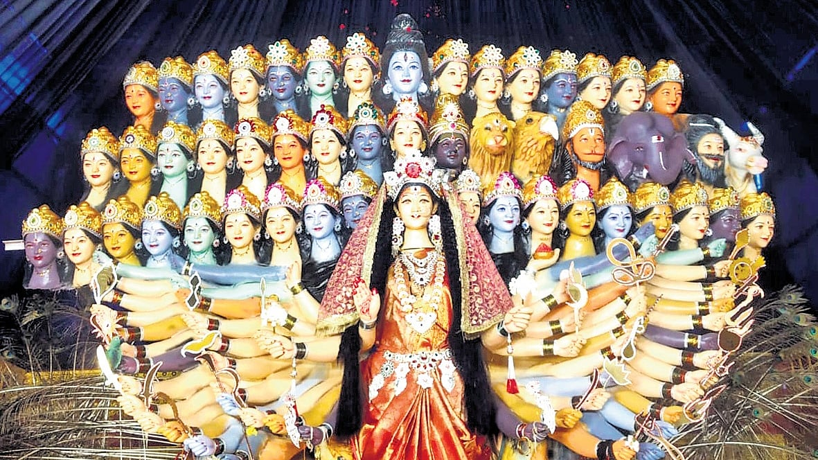 50-headed Durga idol: Showstopper in Nizamabad festivities