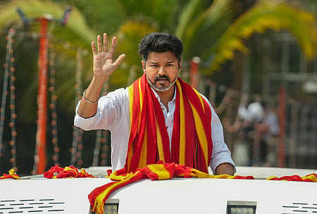 In veiled jibe, TVK chief Vijay accuses DMK of ‘slander politics’