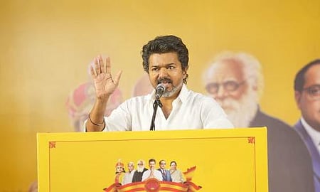 TVK chief Vijay signals manifesto direction, slams DMK in first speech ...