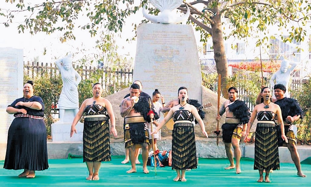 Maori warriors from New Zealand perform sacred Haka at Medaram