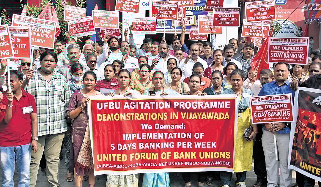 Banking services in Andhra hit as staff go on nationwide stir over five ...