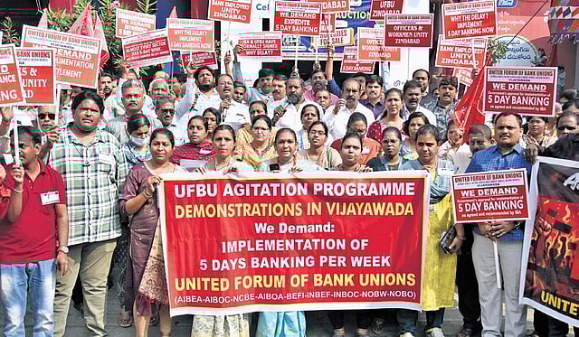 Banking services in Andhra hit as staff go on nationwide stir over five ...