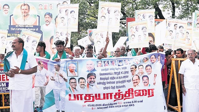 TN Congress leaders, cadre rally against union govt’s ‘dilution’ of MGNREGA