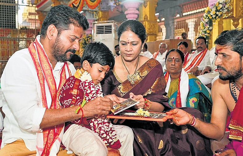 CM Revanth lays stone for Rs 225 crore Basara temple revamp